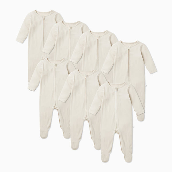 Ribbed Clever Zip Sleepsuit 7 pack | Organic Cotton Sleepsuits | MORI EU