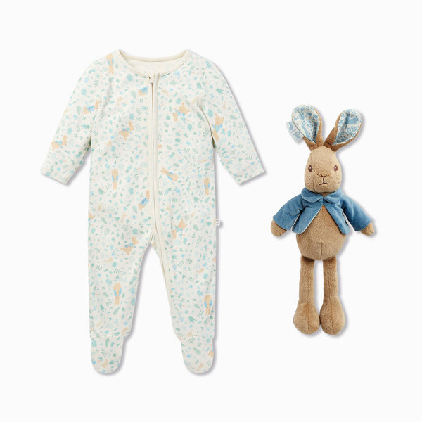 Peter Rabbit Zip-Up Sleepsuit & Soft Toy Set | Baby Gift Sets | MORI EU